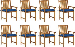vidaXL Zahradní židle s poduškami 8 ks masivní akáciové dřevo [3078201] Barva: Královská modř