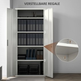 HOMCOM Skříň na dokumenty, kancelářská skříň se 2 dveřmi, 5úrovňová multipurpose skříň s nastavitelností polic, ocelová úložná skříň, pro domácí kanc…