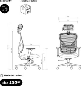 Kancelářské otočné křeslo s podhlavníkem černé: ORBIT