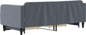 Válenda s přistýlkou a zásuvkami tmavě šedá 90 x 200 cm samet 3197112