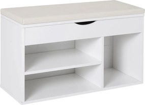 HOMCOM Botník se sedadlem Moderní botník do předsíně s šuplíkem, otevřenými policemi a 1 polštářem pro chodbu 80x30x47 cm | Aosom