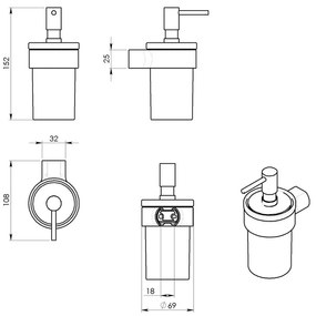 Nástěnný skleněný dávkovač mýdla v bílo-zlaté barvě 110 ml Gedy Pirenei – Sapho