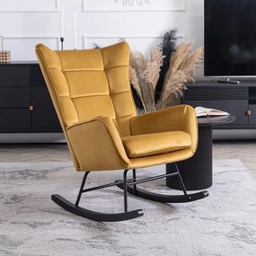 Designové houpací křeslo Bergen hořčicová velur