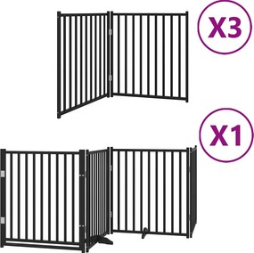 Zábrana pro psy s dvířky skládací 10 panelů černá 800 cm topol 3155743