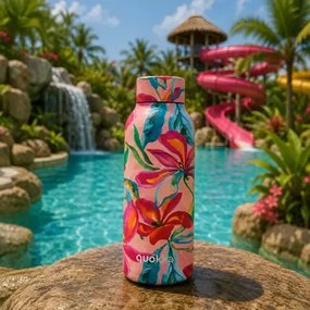 Quokka Solid tropical bloom / Nerezová termoláhev / 510 ml / dvouplášť