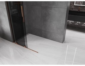 Mexen Velar L, posuvná sprchová zástěna Walk-in 110 x 200 cm, 8mm šedé sklo, růžové zlato, 871-110-003-43-60