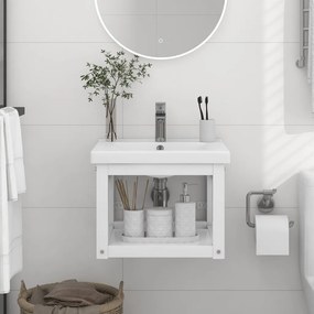 Nástěnný koupelnový regál pod umyvadlo bílý 40x38x31 cm železo 338490