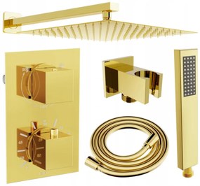 Mexen Cube DR02 podomítkový sprchový set s dešťovou sprchou 30x30 cm (6v1), zlatá, 77502DR0230-50