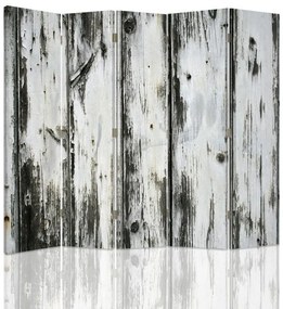 Ozdobný paraván Dřevěné desky - 180x170 cm, pětidílný, obustranný paraván 360°