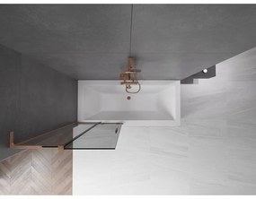 Mexen Velar L, 2-křídlová posuvná vanová zástěna 80 x 150 cm, 8mm šedé sklo, měděná matná, 896-080-003-41-65