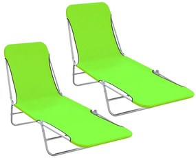 Skládací zahradní lehátka 2 ks ocel a textil zelená 310343