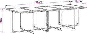 11dílný zahradní jídelní set s poduškami šedý polyratan 3211472