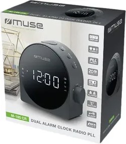 Muse M-185 CR černá / Budík s rádiem / FM / MW / PLL / 3.5mm