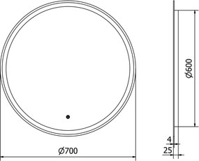 Mexen Gobi koupelnové zrcadlo s osvětlením, kulaté 70 cm, LED 6000K, proti zamlžení - 9801-070-070-611-00