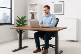 Herní stůl BR04 tmavě hnědý s černým rámem 120 cm