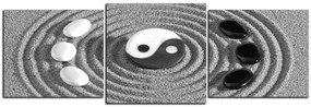 Obraz na plátně - Jin a Jang kameny v písku - panoráma 5163QD (150x50 cm)