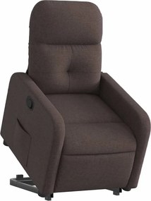Zvedací polohovací křeslo tmavě hnědé textil 3206800