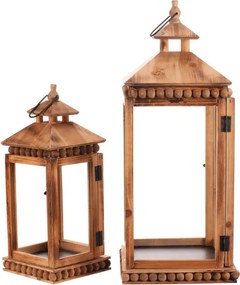 Set dvou dřevěných luceren hnědý DA211 BR (2 ks)