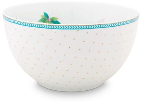 Pip Studio Jolie flowers dots gold miska ∅15cm, bílá