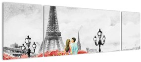 Obraz - Milenci v Paříži (170x50 cm)