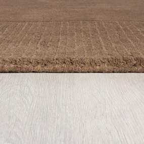 Flair Rugs koberce Kusový ručně tkaný koberec Tuscany Textured Wool Border Brown ROZMĚR: 120x170