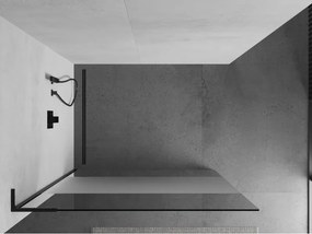 Mexen Kioto L, sprchová zástěna Walk-In 80 x 200 cm, 8mm čiré sklo-námraza, černý profil, 800-080-103-70-35