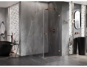 Mexen Lunar-B, pravostranný výklopný sprchový kout 100 x 100 cm, 8mm čiré sklo, profil měděná matná, 832-100-100-65-00-P