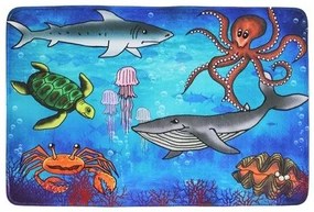 BO-MA, Protiskluzový kusový koberec Sea world, 76,5x117, modrá, dětský pokoj