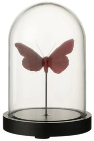 Dekorativní podnos s vínovým motýlkem a skleněným poklopem Butterflies - Ø 11*16cm