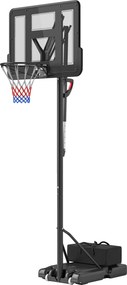 SPORTNOW basketbalový koš venkovní, nastavitelná výška koše 230-305 cm, basketbalový stojan s nerozbitnou zadní stěnou 110 x 75 cm s kolečky, odpruže…