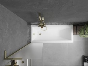 Mexen Next L, 1-křídlová vanová zástěna 50 x 150 cm, 6mm sklo námraza, zlatý lesklý profil, 895-050-000-03-30-50