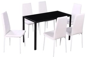 Sedmidílný jídelní set se stolem černá a bílá,  242988