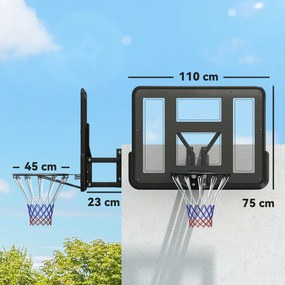 SPORTNOW basketbalový koš s deskou pro venkovní a vnitřní použití, basketbalová deska s ocelovou obroučkou Ø45 cm a sítí, montáž na zeď, basketbalová…