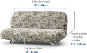 Bielastické potahy MARMO béžové dvojkřeslo s dřevěnými rukojeťmi (š. 80 -140 cm)
