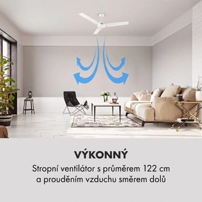 Klarstein Spin Doctor, bílý, 55 W, stropní ventilátor, 122 cm, 3 ramena, nerezavějící ocel