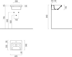 GSI GSI, NORM keramické umyvadlo 42x17x34 cm, bílá ExtraGlaze, 8685111