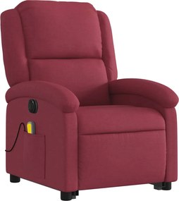Elektrické zvedací masážní polohovací křeslo vínové textil 3204203