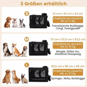 Costway Přepravka pro psy Skládací přenosný přepravní box pro psy se – černý