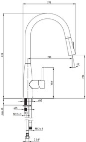 Deante Lukrecia, dřezová baterie s výsuvným výtokem, černá matná, DEA-BDH_N72M