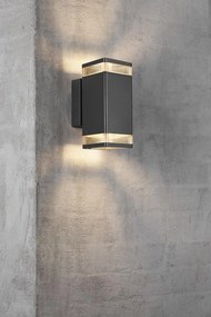 NOR 45331003 Venkovní nástěnné svítidlo Elm 2x20W GU10 černá čirá - NORDLUX