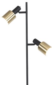 Designová stojací lampa černá se zlatým 2-světlem - Stijn