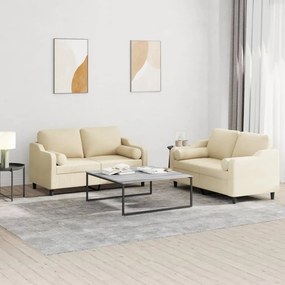 2dílná sedací souprava s polštáři krémová textil 3201820