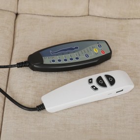 TV křeslo RIO s elektrickým polohováním, masáží a vyhříváním — 2 motory, látka, krémová