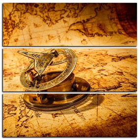 Obraz na plátně - Kompas na mapě antického světa - čtverec 3999C (75x75 cm)