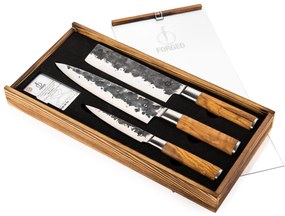 FORGED SADA NOŽŮ - OLIVE: kuchařský nůž, japonský nůž na zeleninu, univerzální nůž