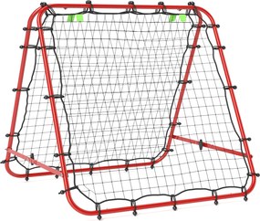 HOMCOM Odrazová stěna pro fotbal, nastavitelná s 5 úhly a odrazovou sítí, branka 100 x 95 cm pro teenagery, odrazová stěna na trénink házené, červená