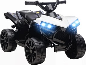AIYAPLAY Dětské čtyřkolka Elektro 6V dětská čtyřkolka s funkcí vpřed a vzad, hudba, LED světlomety Bílá