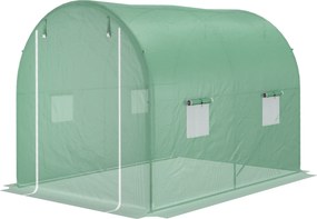 Zelený tunelový skleník Outsunny 6 m² s posuvnými okny a zipovým vchodem