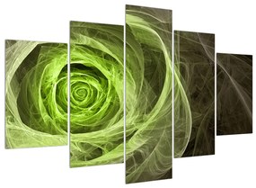 Abstraktní obraz zelené růže (150x105 cm)