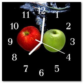 Skleněné hodiny čtvercové jablka 30x30 cm